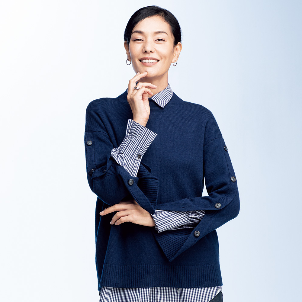 ボタンデザインスリーブ ウールニットプルオーバー ディノスANAmall店