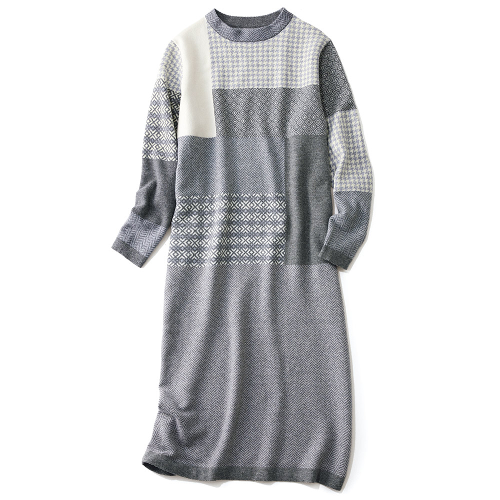 ウールカシミヤ ニットジャカードワンピース ディノスANAmall店